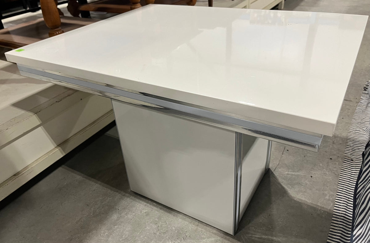 Glossy White Side Table With Rectangular Base Habitat For Humanity