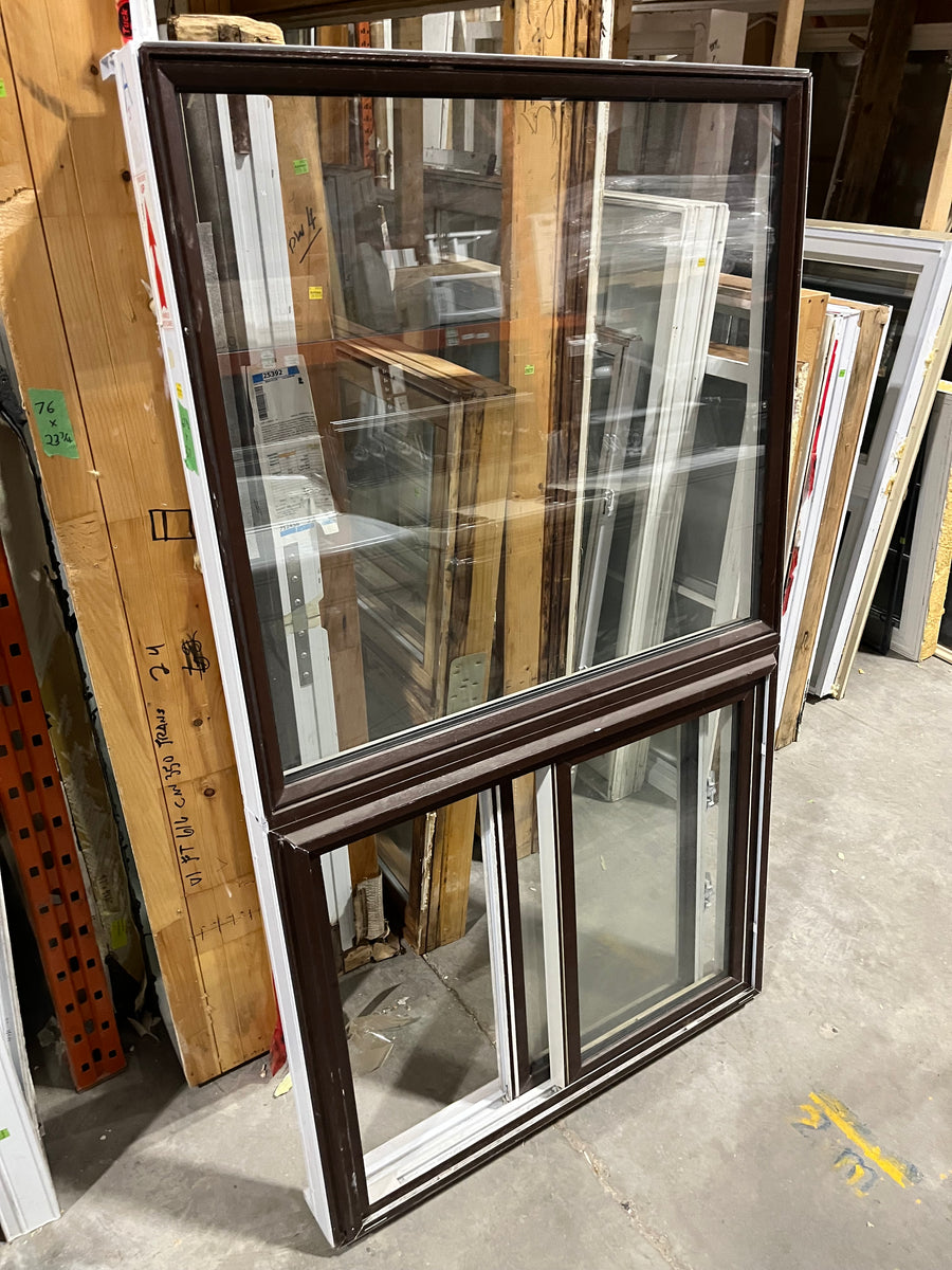 Brown Vinyl Double-Pane Sliding Window Set – Modern Efficiency with a ...