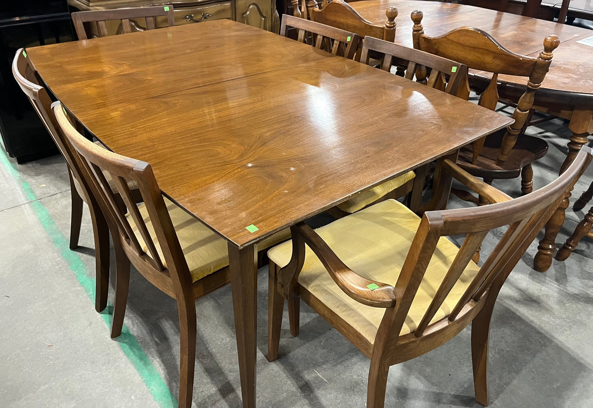 Gibbard MCM Walnut Dining Table with Six Chairs – Habitat for Humanity ...