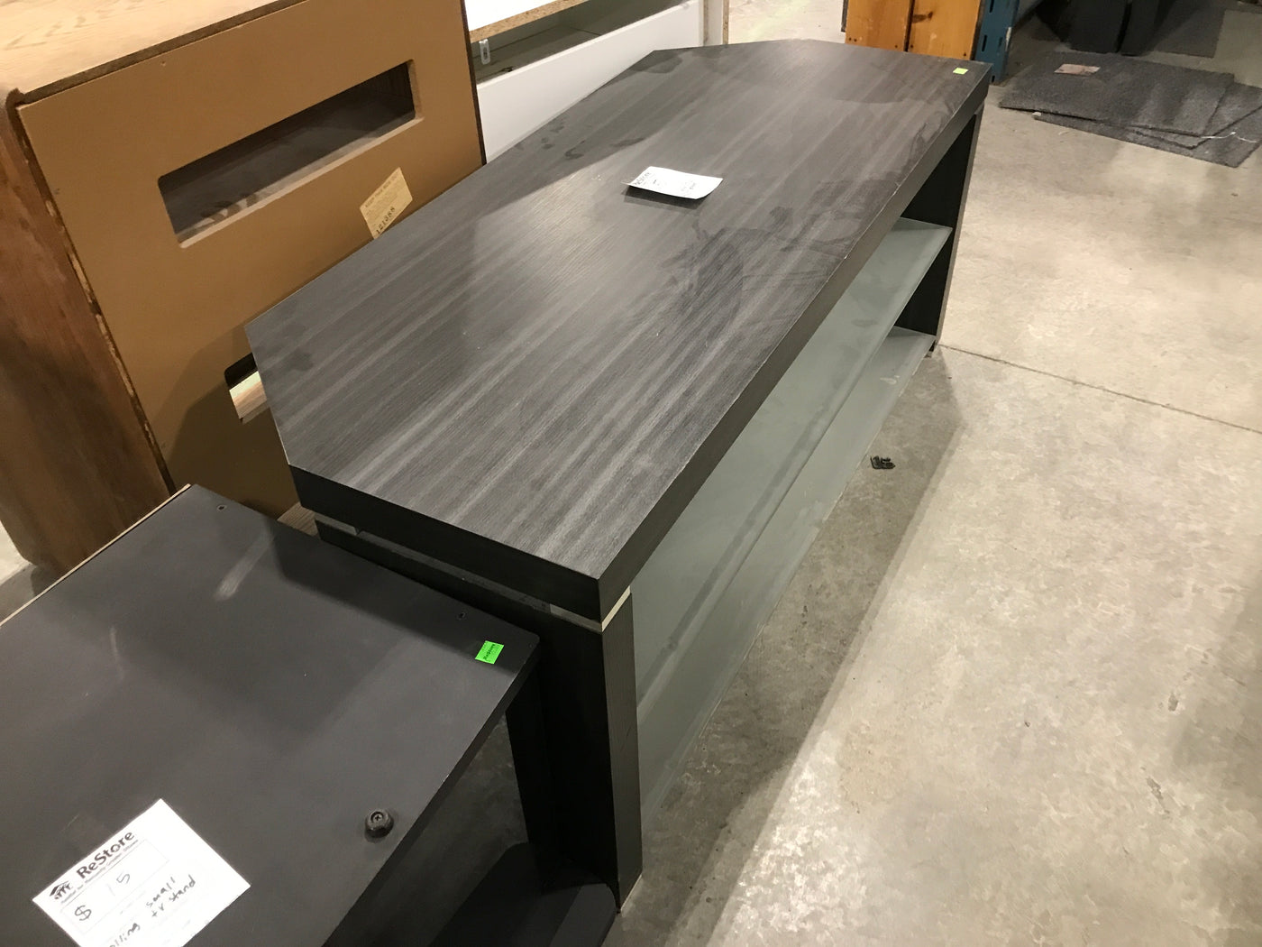 Dark Grey Tv Stand With Glass Shelves – Habitat for Humanity Greater ...