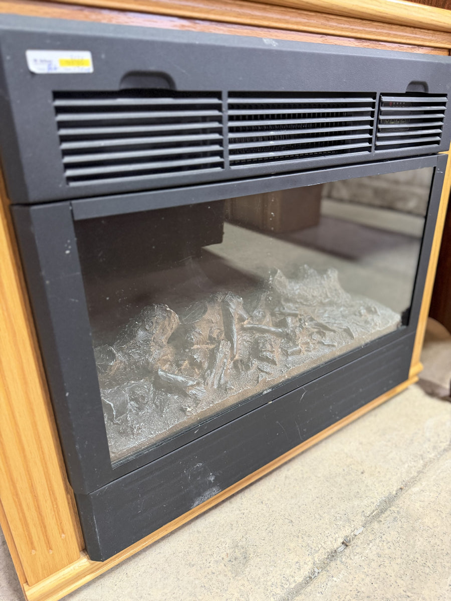 Heat Surge Amish-Crafted Rolling Electric Fireplace - Solid Oak Mantle ...