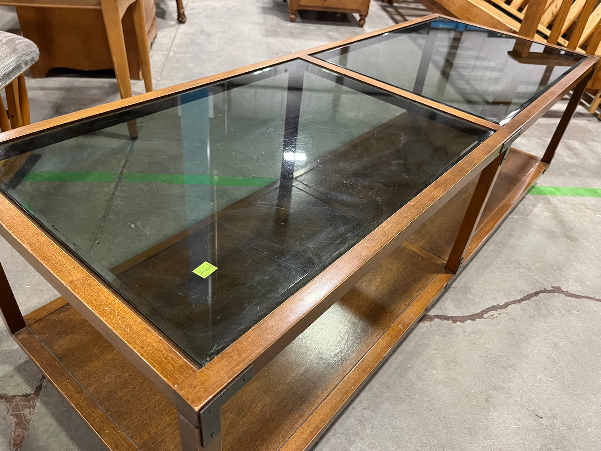 Long Glass & Wood Coffee Table – Habitat for Humanity Greater Ottawa ...