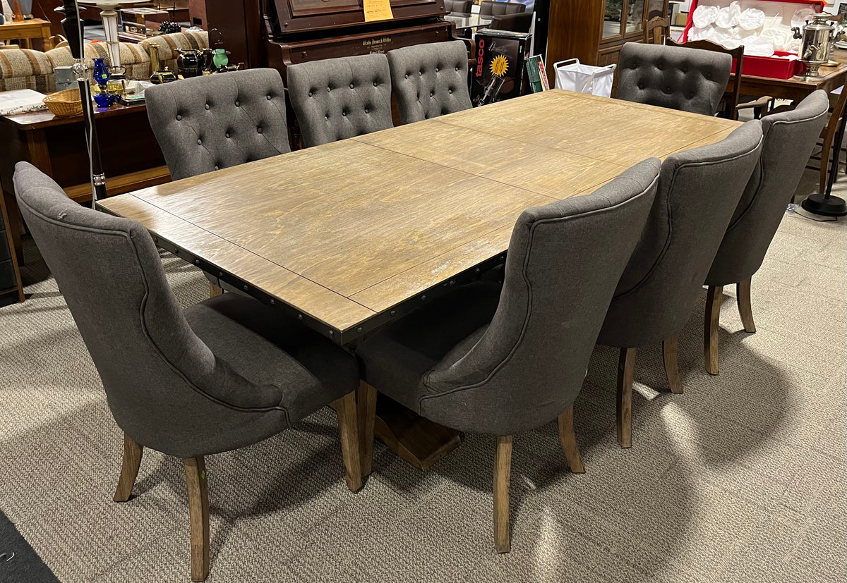 Rustic Dining Table with Leaf Insert and Eight Chairs – Habitat for ...