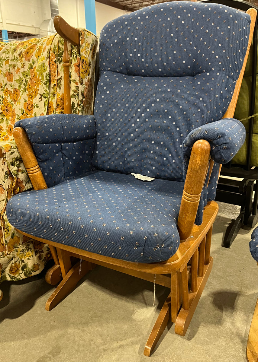 Royal Blue Wood Rocking Chair w/ Ottoman – Habitat for Humanity Greater ...