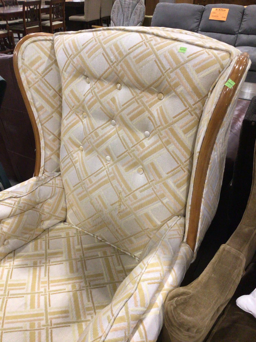 Beige Patterned Wingback Chair – Habitat for Humanity Greater Ottawa ...