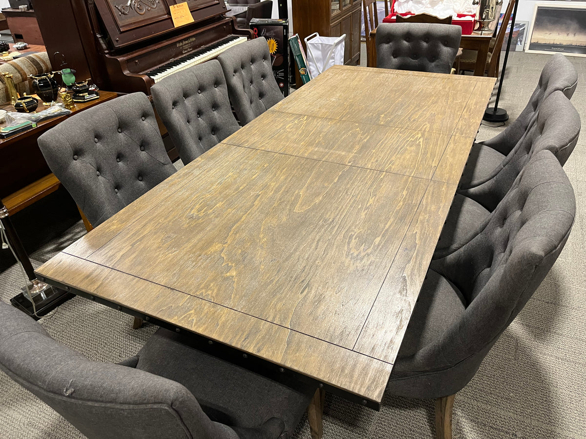 Rustic Dining Table with Leaf Insert and Eight Chairs – Habitat for ...